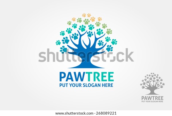 Paw Tree Vector Logo Illustration Paw Stock Vector (Royalty Free) 268089221