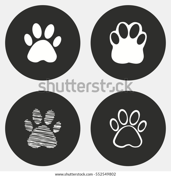 Paw Vector Icon White Illustration Isolated Stock Vector (Royalty Free ...