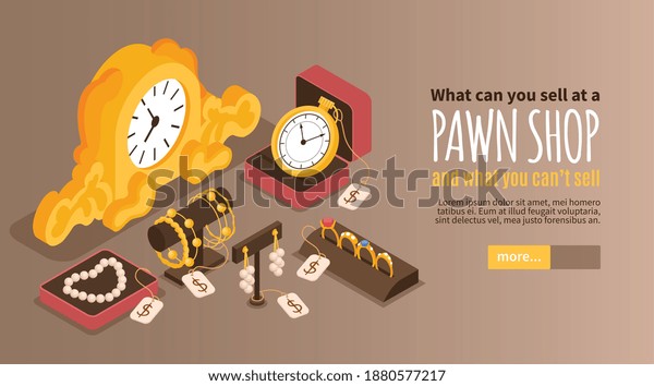 Pawn Shop Horizontal Web Banner Offering Stock Vector (Royalty Free ...
