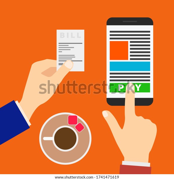 Pay Bill On Mobile Phone Flat Stock Vector (Royalty Free) 1741471619 ...