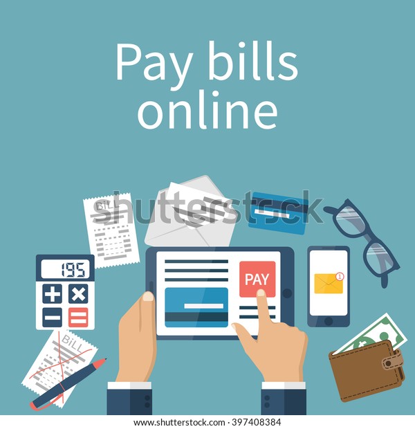 Pagar cuentas en línea. Concepto de: vector de stock (libre de regalías ...