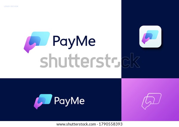 Pay Me Logo Design Hand Holding Stock Vector (Royalty Free) 1790558393