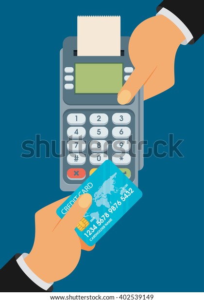 Pay Merchant Hands Credit Card Flat Stock Vector (Royalty Free) 402539149