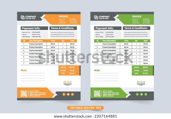 Payment Agreement Invoice Bill Template Vector Stock Vector (Royalty ...