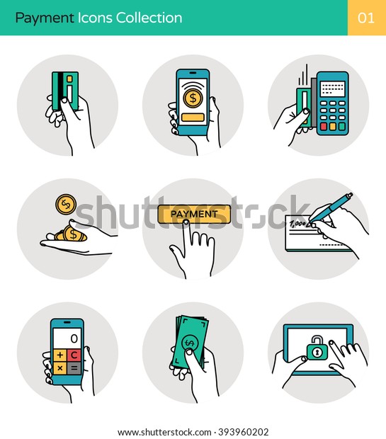 Payment Icons Collection 1. Smart banking, payment methods, money ...