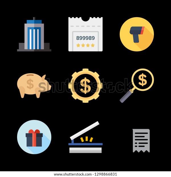 Payment Icons Set Invoice Scanning Bank Stock Vector (Royalty Free ...