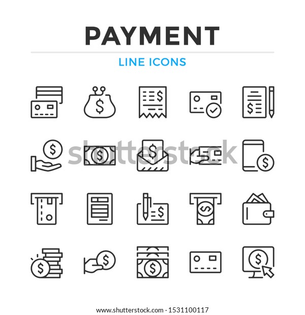 Payment Line Icons Set Modern Outline Stock Vector (Royalty Free ...