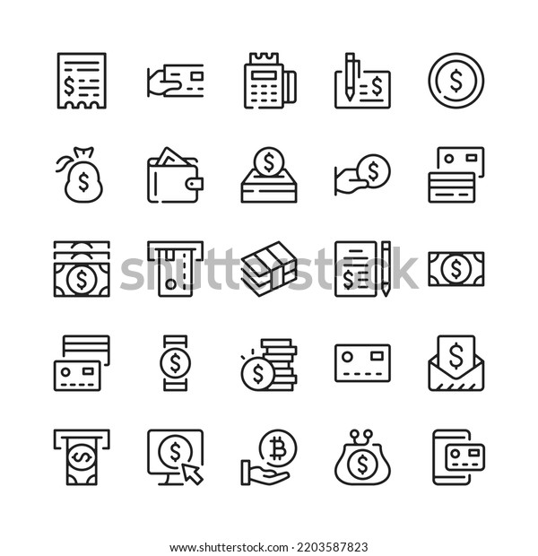 Payment Methods Line Icons Outline Symbols Stock Vector (Royalty Free ...