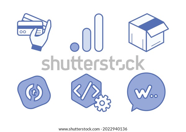 Payment Technology Icon Set Pastel Blue Stock Vector (Royalty Free ...