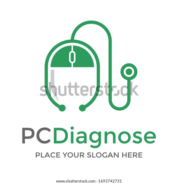Pc Diagnose Medical Online Vector Logo Stock Vector (Royalty Free ...