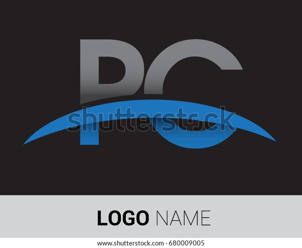 Pc Initial Logo Company Name Colored Stock Vector (Royalty Free) 680009005