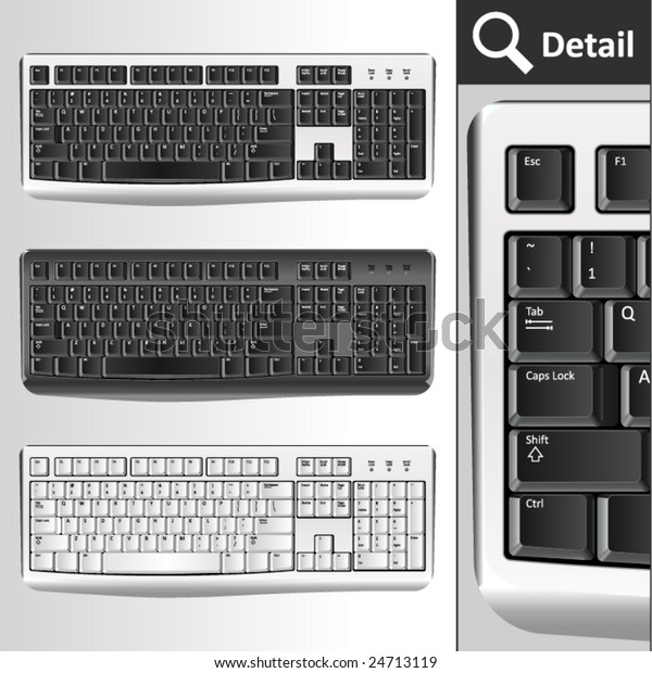 Pc Keyboards Different Colors Black Silver Stock Vector (Royalty Free ...
