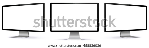 Pc Monitor Different Angles Vector Illustration Stock Vector (Royalty ...