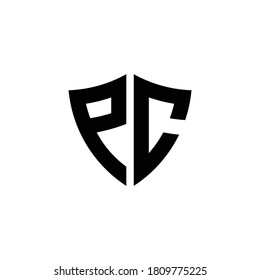 Pc Monogram Logo Shield Shape Design Stock Vector (Royalty Free ...