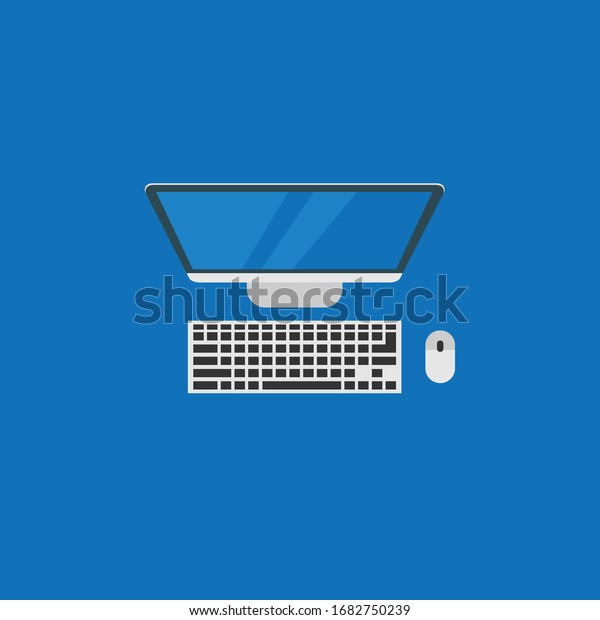 Pc Top View Iconvector Illustrationflat Design Stock Vector (Royalty ...