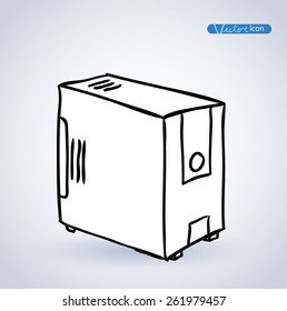 Pc Tower Icon Hand Drawn Vector Stock Vector (Royalty Free) 261979457