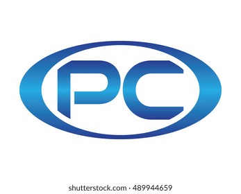 Pcletter Abbreviations Blue Oval Logo Stock Vector (Royalty Free ...