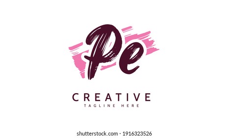 Pe Initials Handwriting Logo Vector Stock Vector (Royalty Free) 1916323526
