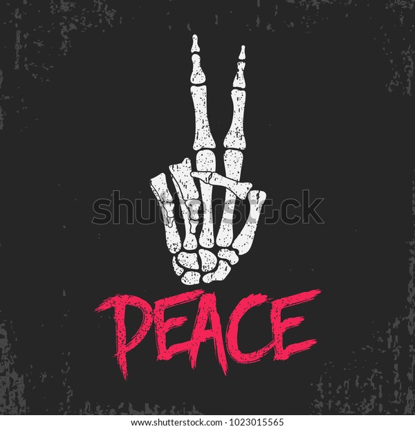Peace Gesture Sign Print Skeleton Bones Stock Vector (Royalty Free ...
