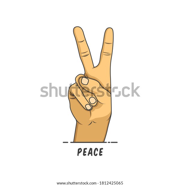 Peace Hand Illustration Vector Isolated White Stock Vector (Royalty ...