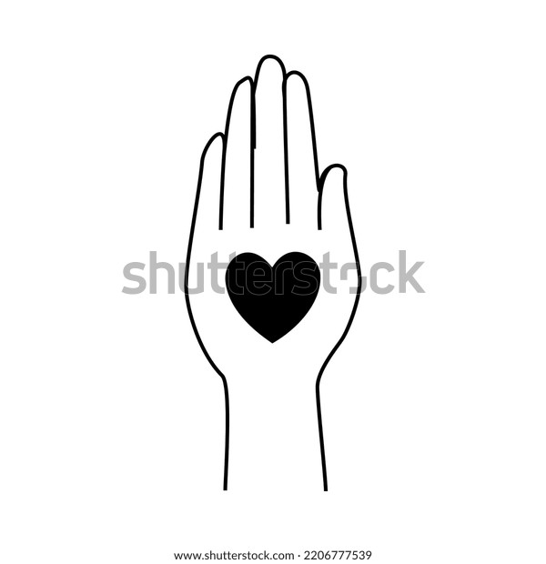 Peace Human Hand Heart On Palm Stock Vector (Royalty Free) 2206777539 ...