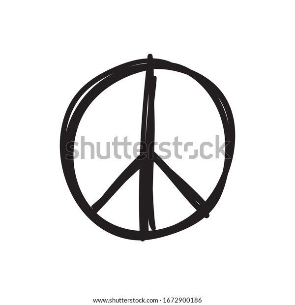 Peace Icon Doodle Hand Drawn Sign Stock Vector (Royalty Free) 1672900186