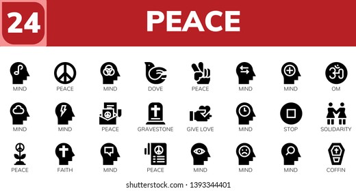 Peace Icon Set 24 Filled Peace Stock Vector (Royalty Free) 1393344401 ...