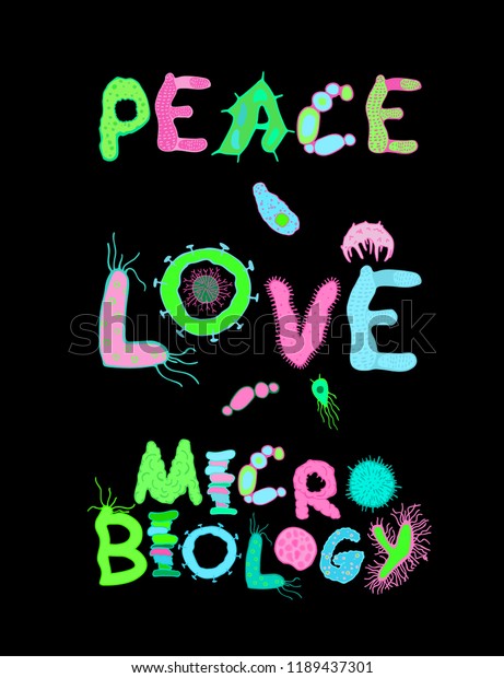 Peace Love Microbiology Creative Vertical Poster Stock Vector (Royalty ...