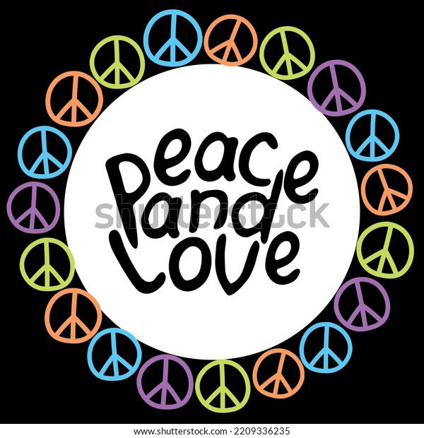 Peace Love Vector Lettering Frame International Stock Vector Royalty 3371
