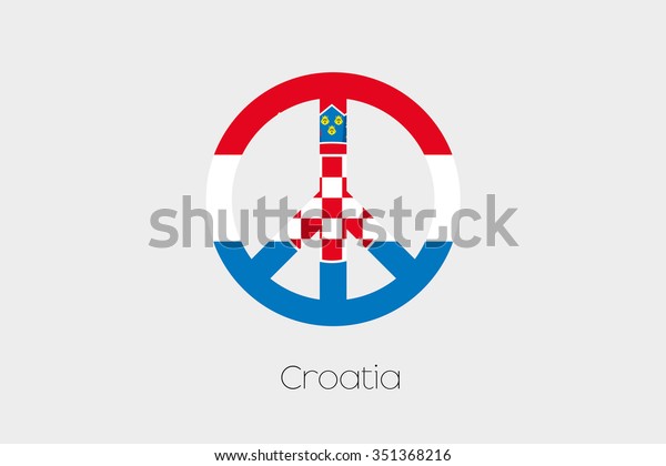 Peace Symbol Flag Croatia Stock Vector (Royalty Free) 351368216 ...