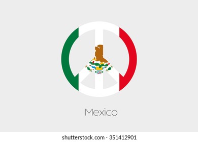 Peace Symbol Flag Mexico Stock Vector (Royalty Free) 351412901 ...
