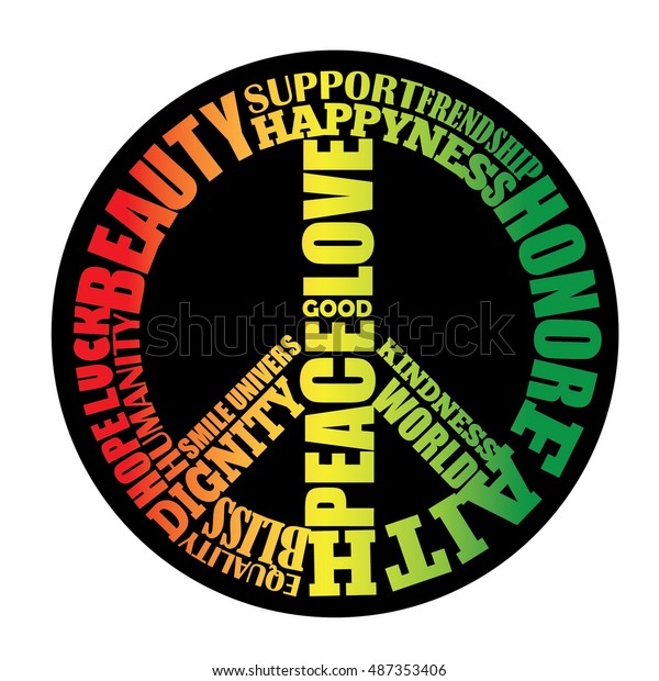 Peace Type Sign Rasta Colors Hippie Stock Vector (Royalty Free ...
