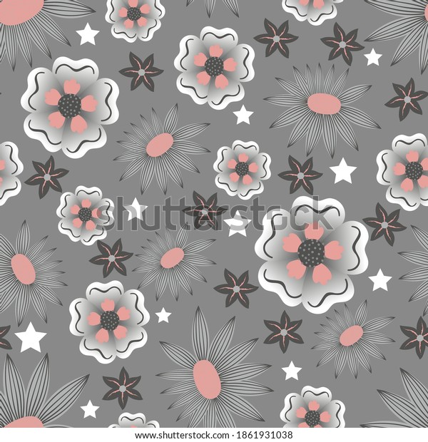 Peach Grey Color Combination Vector Seamless Stock Vector (Royalty Free ...