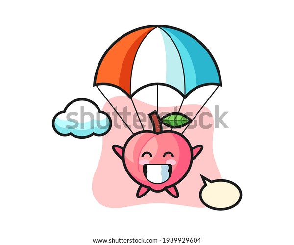 Peach Mascot Cartoon Skydiving Happy Gesture Stock Vector (Royalty Free ...