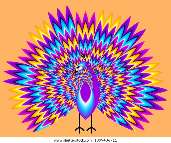 Peacock Colorful Tail Optical Expansion Illusion Stock Vector Royalty Free 1399406711