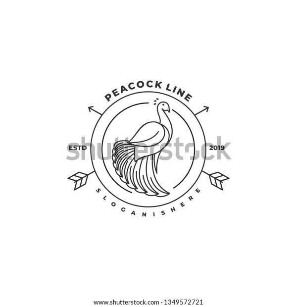 Peacock Line Art Illustration Vector Template Stock Vector (Royalty ...
