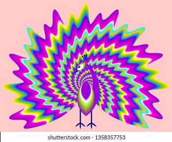 Peacock Rainbow Tail Motion Illusion Stock Vector (Royalty Free ...