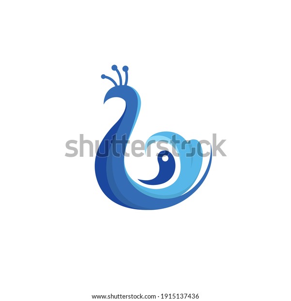Peacock Simple Logo Blue Color Combination Stock Vector (Royalty Free ...