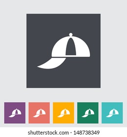Peaked Cap Single Flat Icon Vector Stock Vector (Royalty Free ...