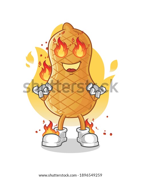 Peanut On Fire Mascot Cartoon Vector Stock Vector (Royalty Free ...