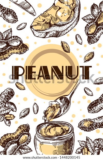 Peanut Paste Sketch Illustration Hand Drawn Stock Vector (Royalty Free ...