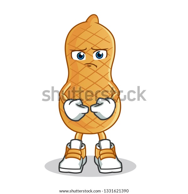 Peanut Sad Mascot Vector Cartoon Illustration: vector de stock (libre ...
