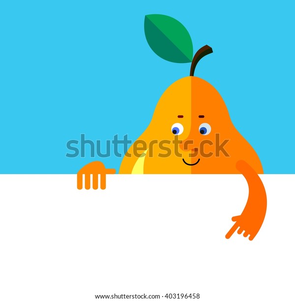 Pear Holding Blank Sheet Pointing Flat Stock Vector (Royalty Free ...