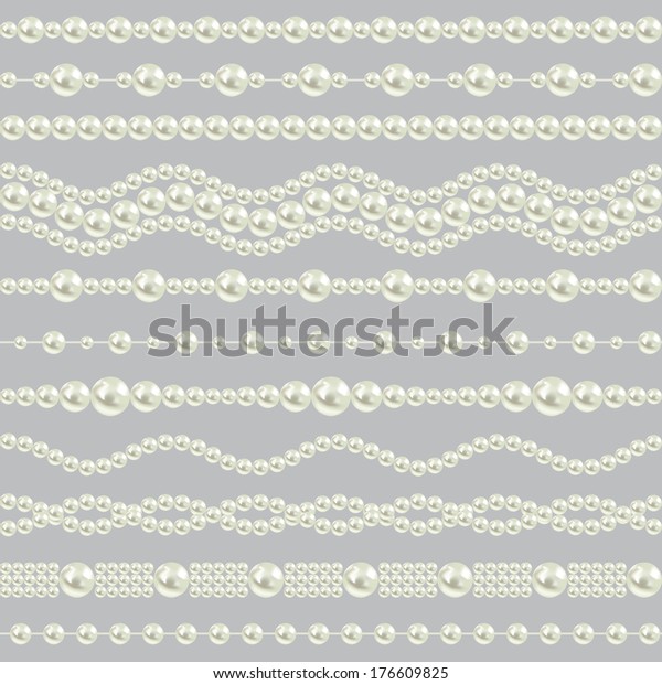 Pearl Realistic Borders Set Collection Isolated Stock Vector (Royalty ...