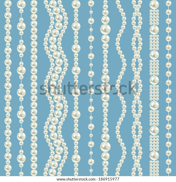 Pearl Realistic Borders Set Collection Isolated Stock Vector (Royalty ...