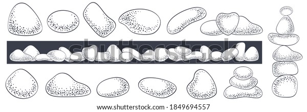 Pebbles Stones Vector Set Sea River Stock Vector (Royalty Free) 1849694557