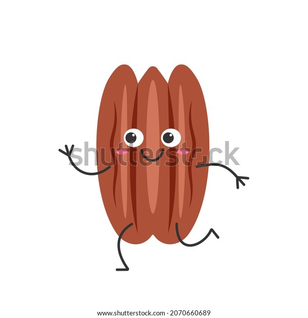 Pecan Nut Cute Cartoon Character Smiling Stock Vector (Royalty Free ...