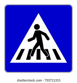 Pedestrian Crossing Sign Blue Square Sign Stock Vector (Royalty Free ...