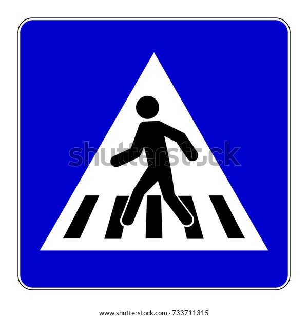 Pedestrian Crossing Sign Blue Square Sign Stock Vector (Royalty Free ...