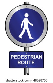 Pedestrian Graphic Text Information Sign Mounted Stock Vector (Royalty ...